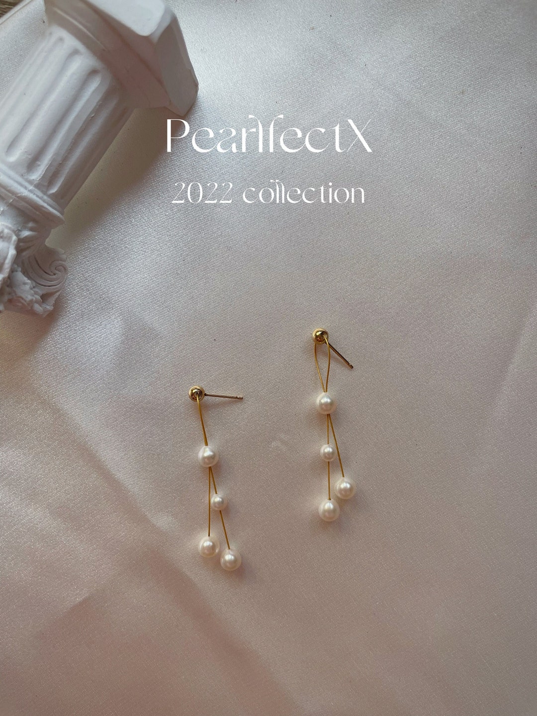 Sophia 5-5.5 Gold Floating Pearls Dangle Earrings Baroque-shape ...