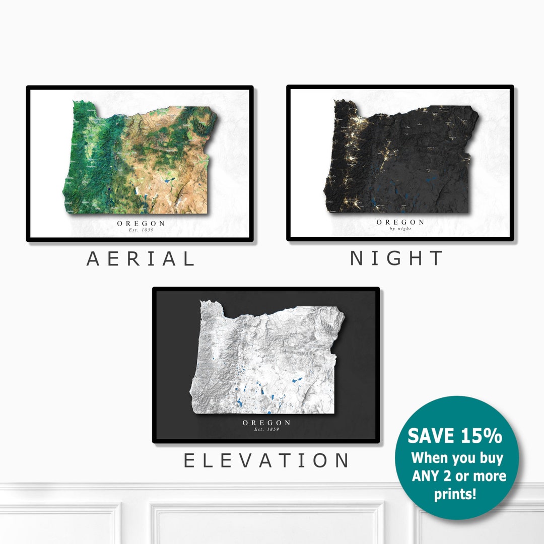 Oregon Map Art / Oregon Gift / State Map Print / Portland / Home and ...