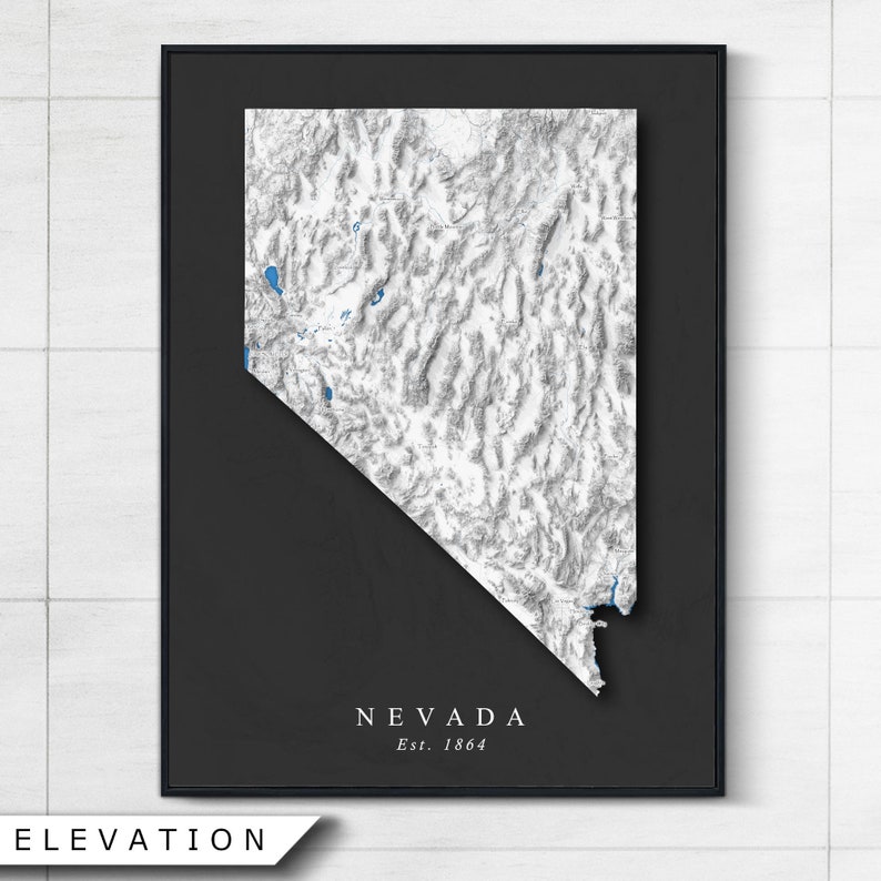 Nevada Map Art / Nevada Gift / State Map Print / Las Vegas / Home and ...