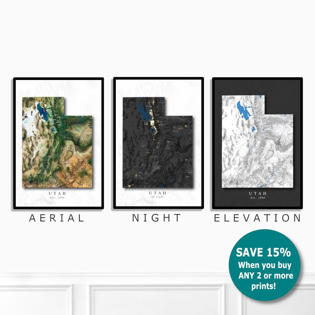 Utah Map Art / Utah Gift / State Map Print / Salt Lake City / - Etsy