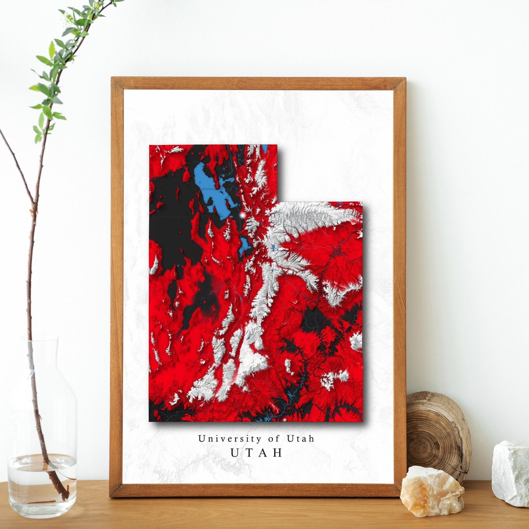 University of Utah, Uofu Gift, Utes, Utah Map, Wall Decor, Dorm Room ...