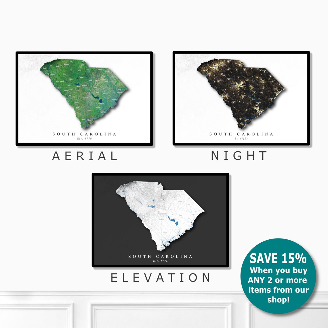 South Carolina Map Art / South Carolina Gift / State Map Print - Etsy