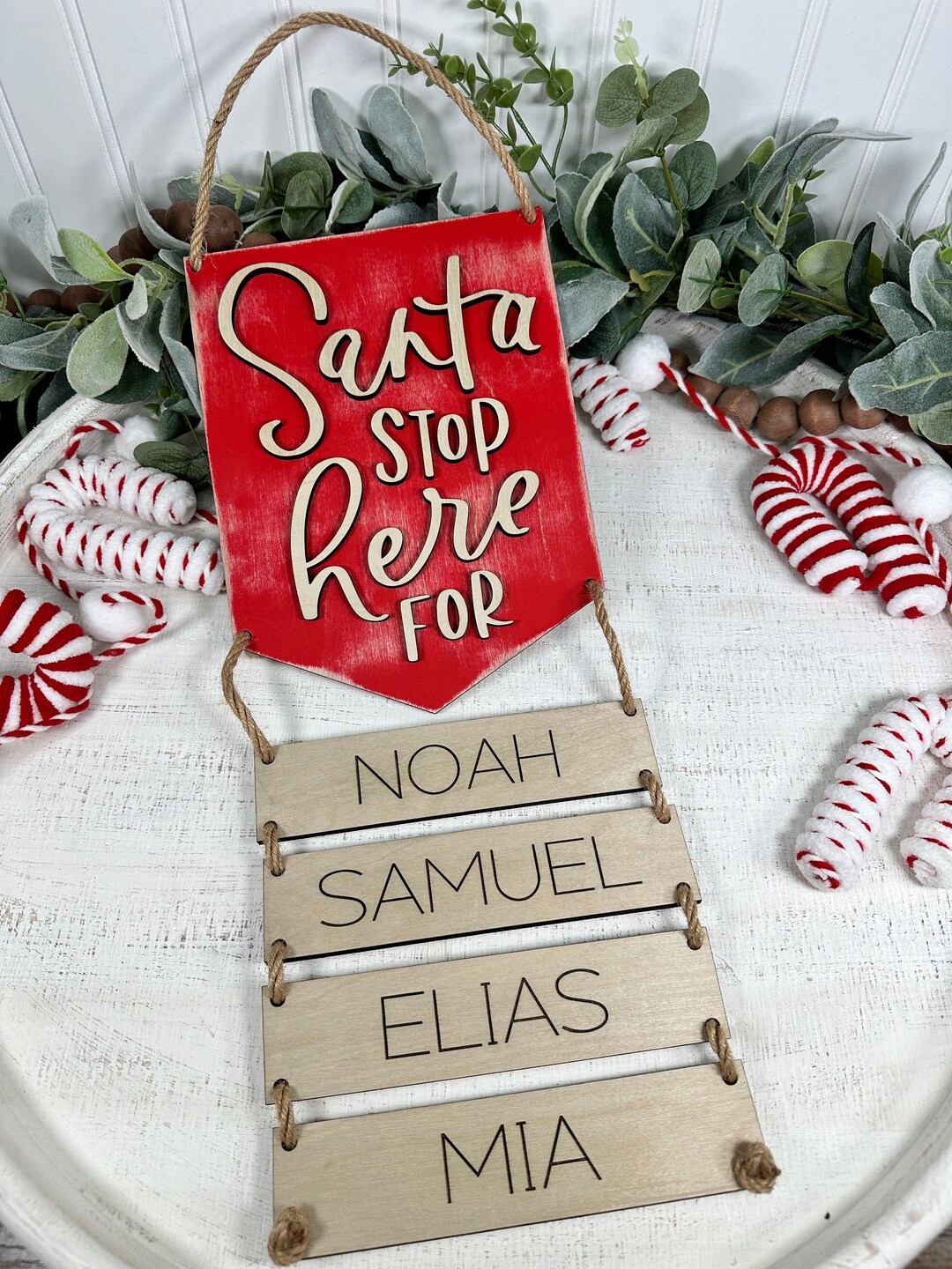 Personalized Santa Stop Here Christmas Sign, Christmas Decor Santa Sign ...