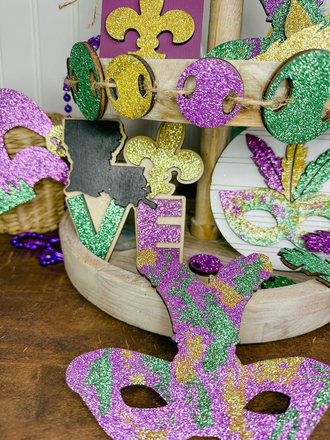 Mardi Gras Tiered Tray Decor Carnival Time Mardi Gras Party - Etsy