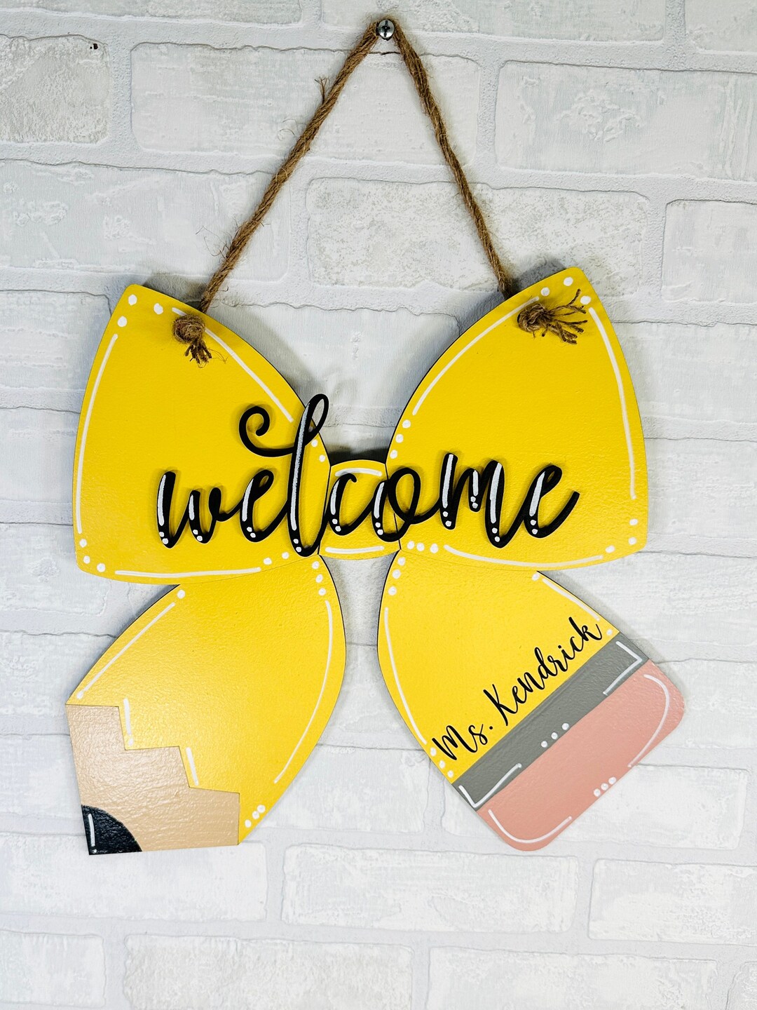 Pencil Bow Classroom Door Hanger, Classroom Welcome Sign, Pencil ...