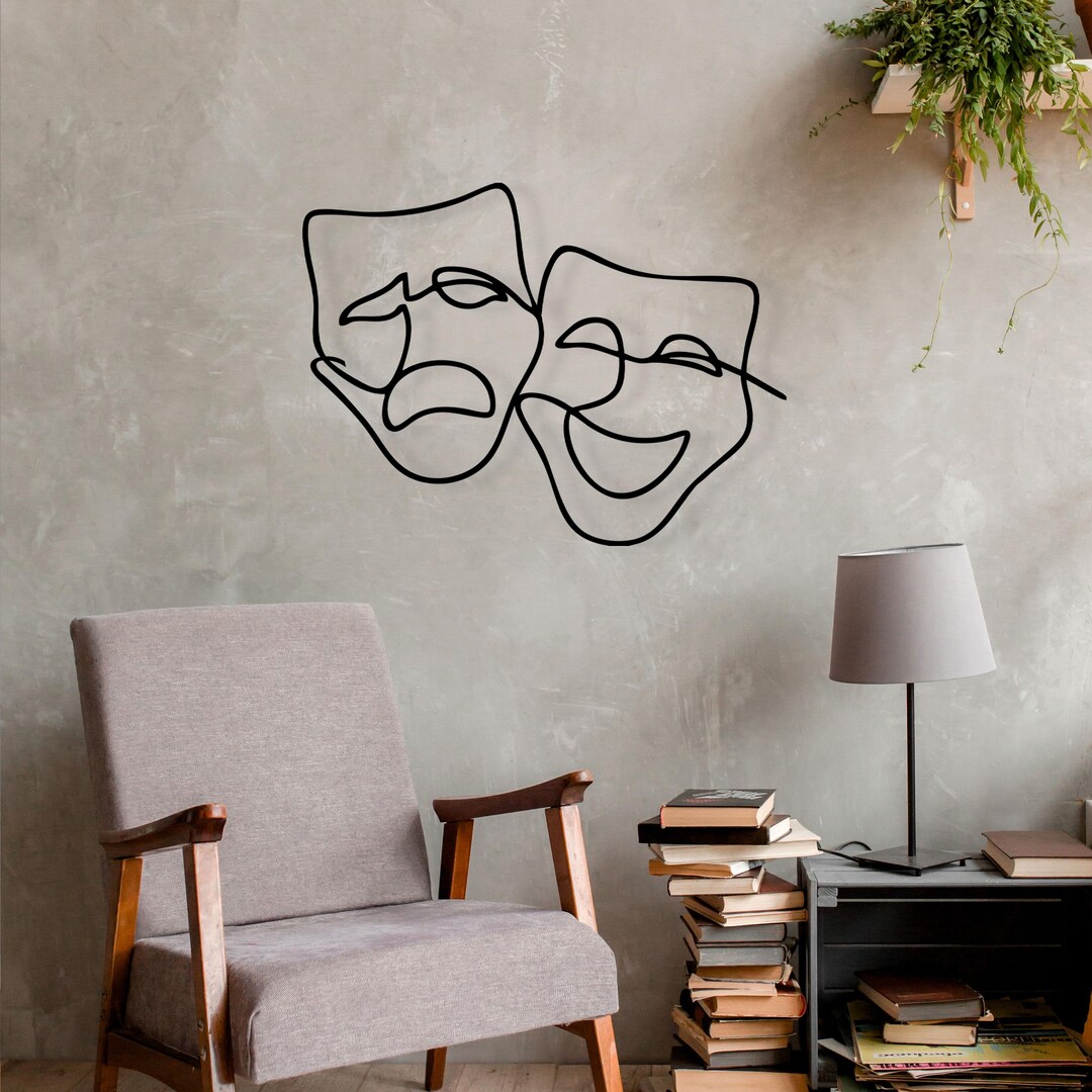 Comedy Tragedy Masks Metal Wall Art - Drama Lovers Gift - Iconic Home ...