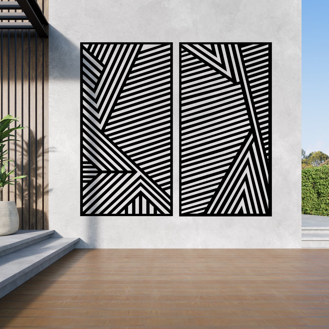 Modern Metal Line Wall Art: Large Geometric Panel Decor - Etsy