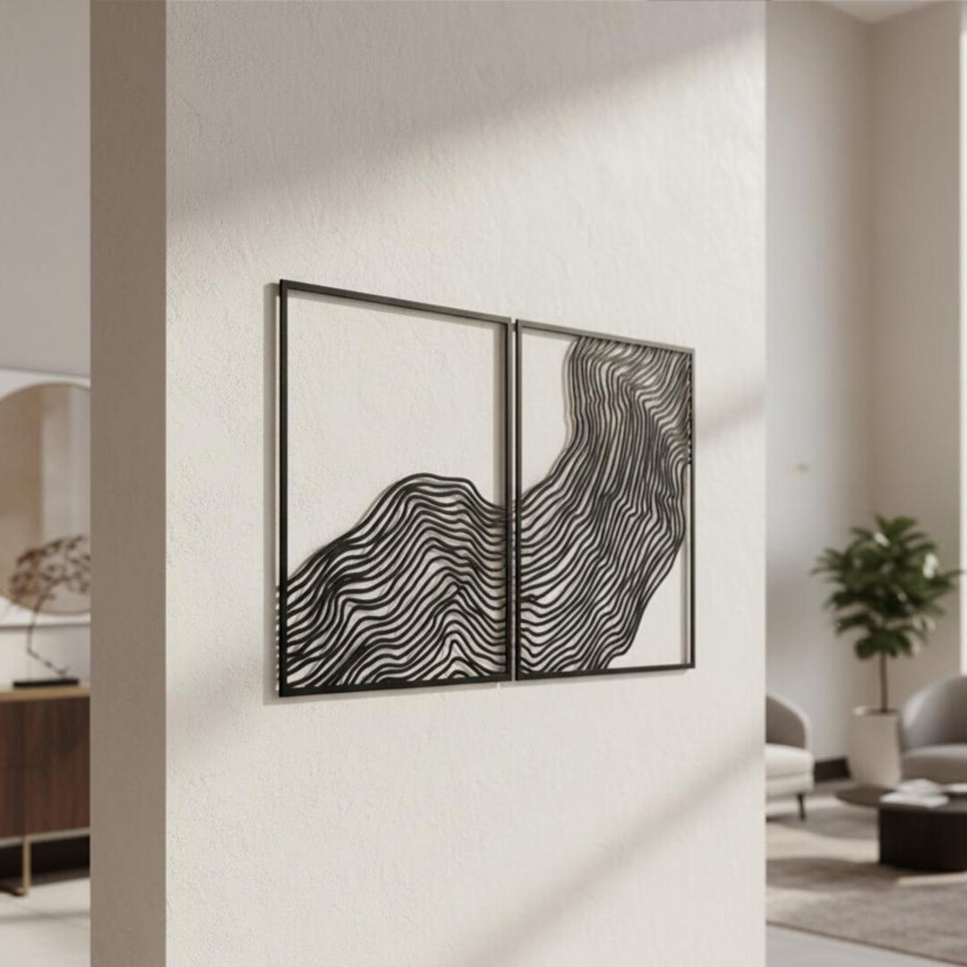 Abstract Metal Line Art - Minimalist Modern Home Decor - Unique ...