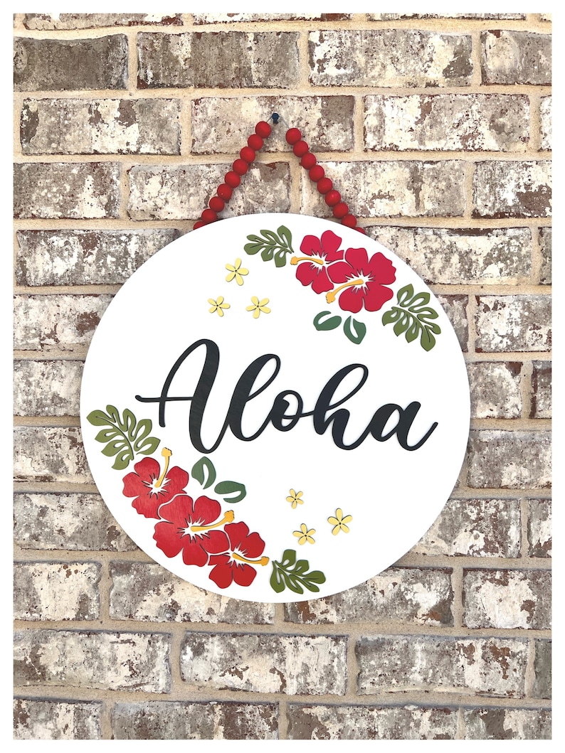 Aloha Sign Welcome Door Hanger Front Door Décor Laser Cut - Etsy