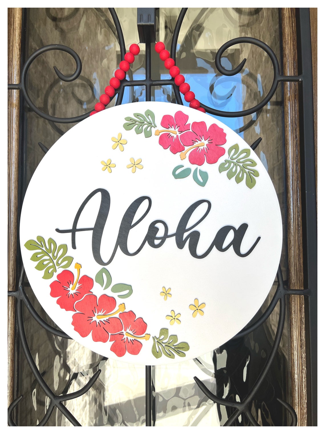 Aloha Sign Welcome Door Hanger Front Door Décor Laser Cut - Etsy