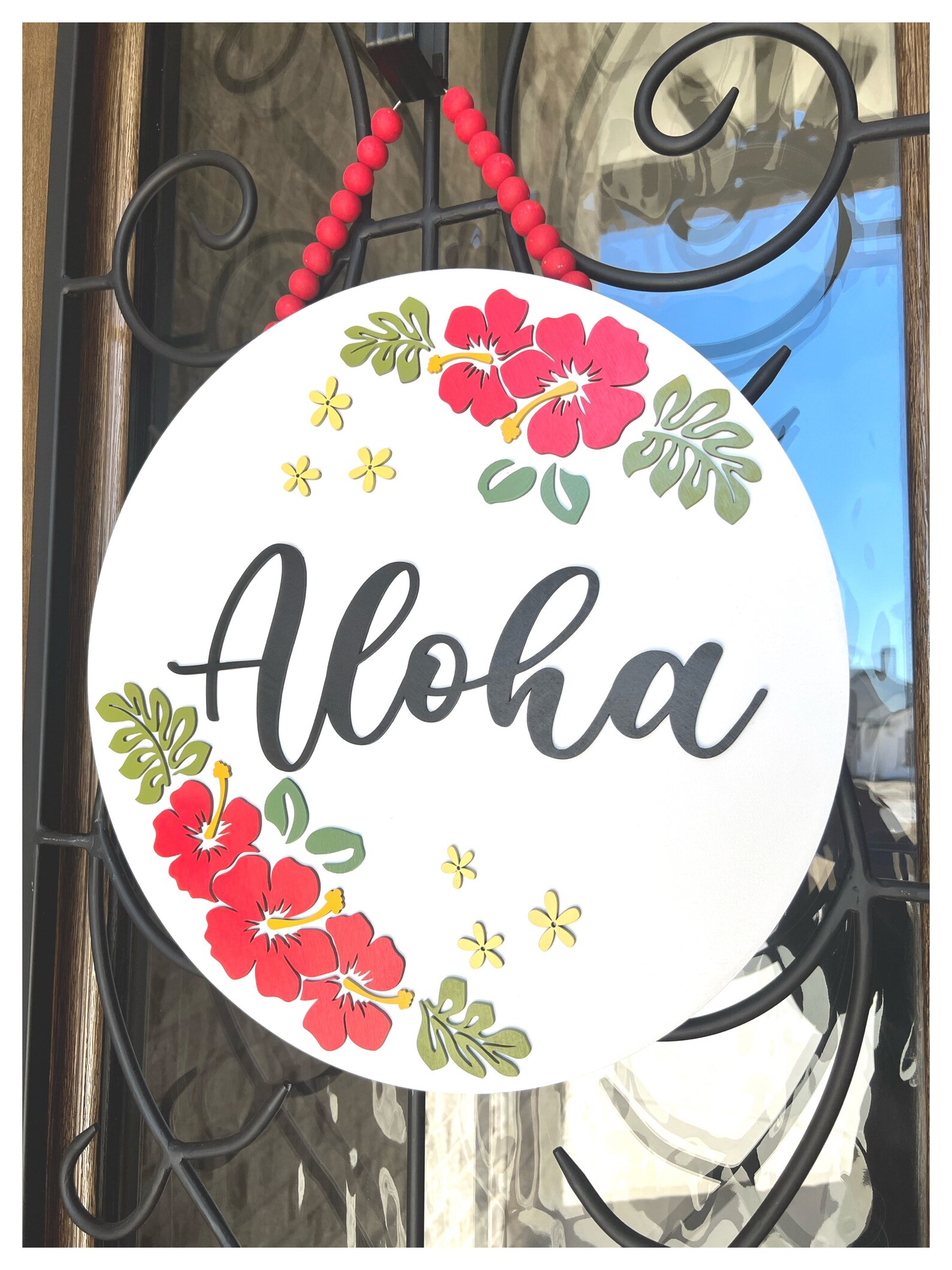 Aloha Sign Welcome Door Hanger Front Door Décor Laser Cut - Etsy