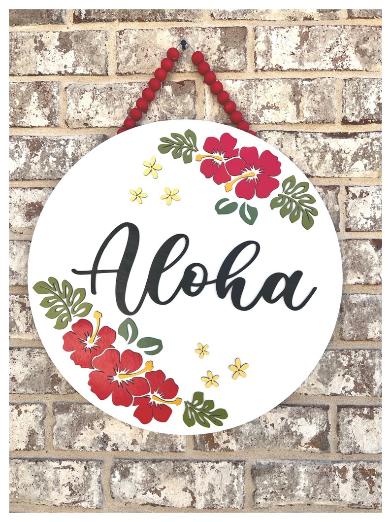 Aloha Sign Welcome Door Hanger Front Door Décor Laser Cut - Etsy