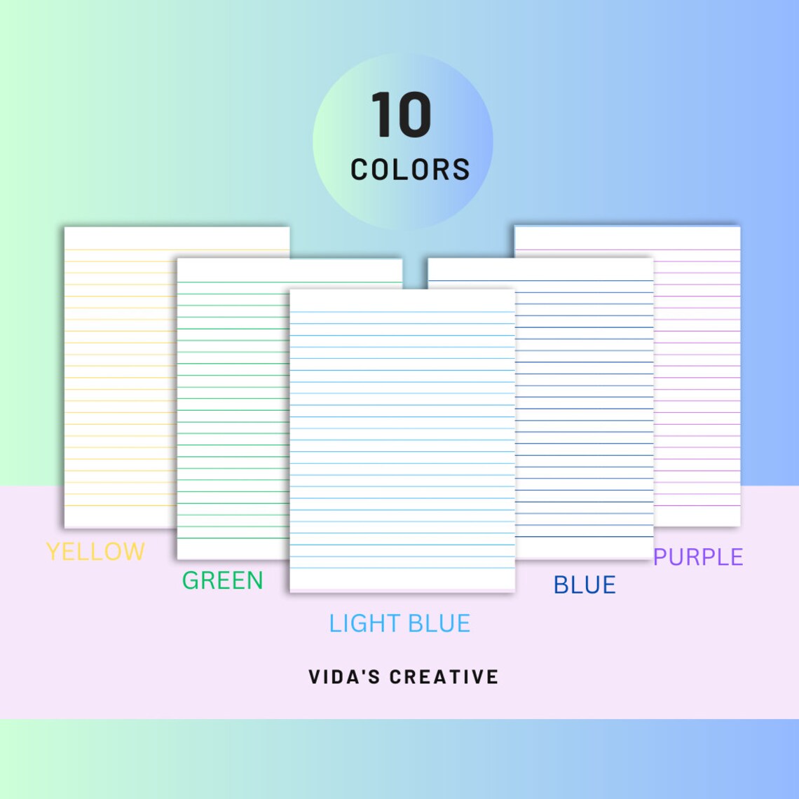 Simple Lined Paper, Narrow Lines, Digital Lined Paper, Colorful Lined ...