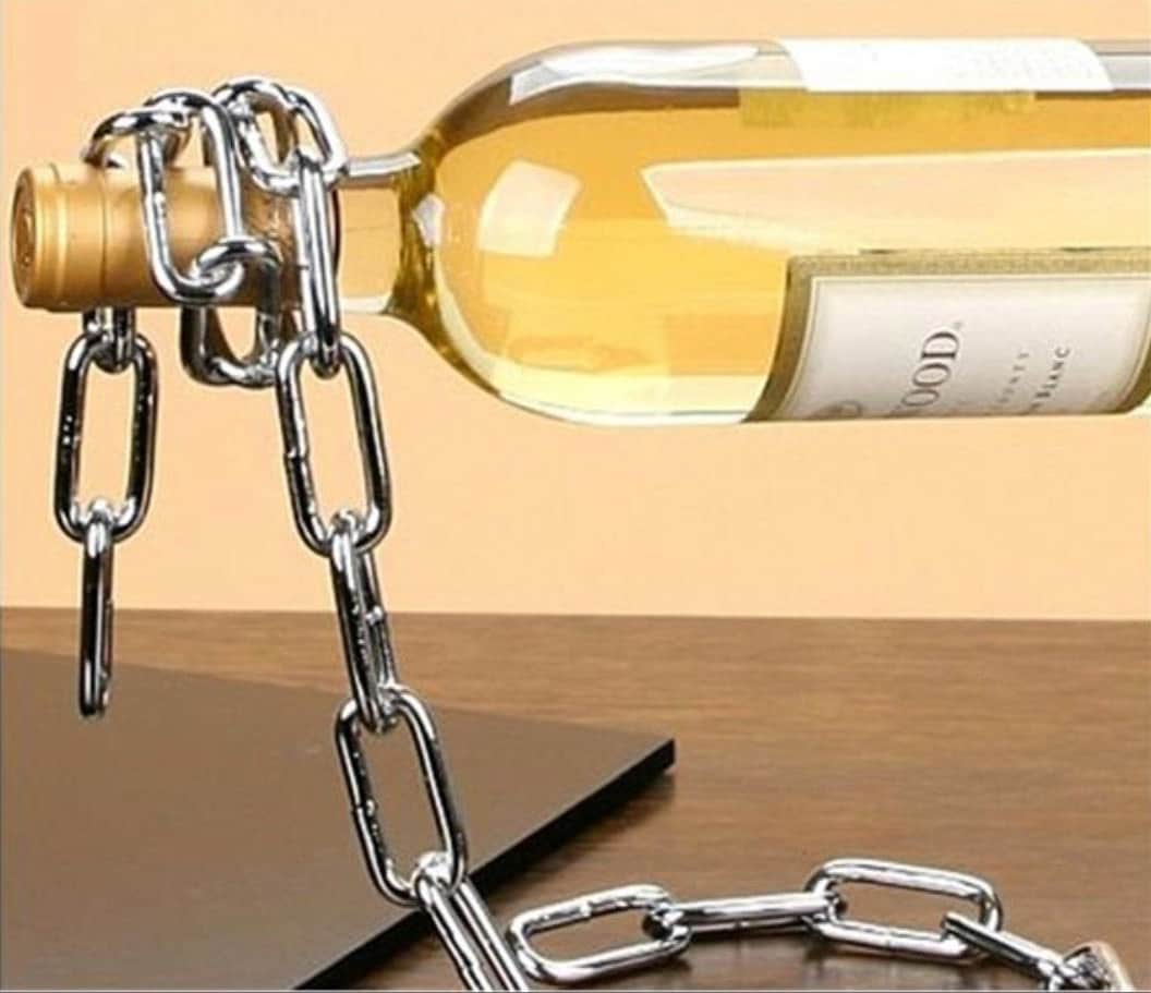 Gravity Defying Chain Wine Bottle Holder Handmade Nickel - Etsy