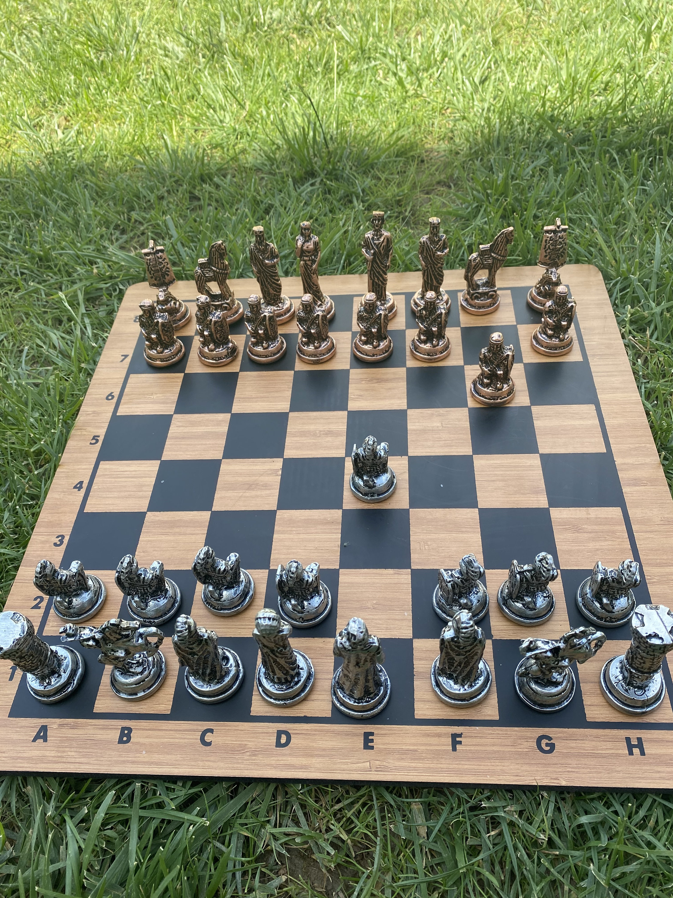 Handmade Bamboo Chess Set with Zamak Figures Handcrafted Wood | Etsy