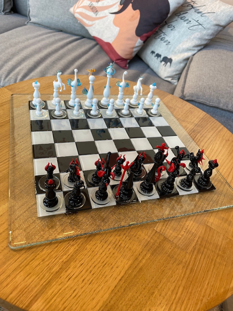 Angels and Demons Chess Set Unique Chess Set Handmade Black - Etsy