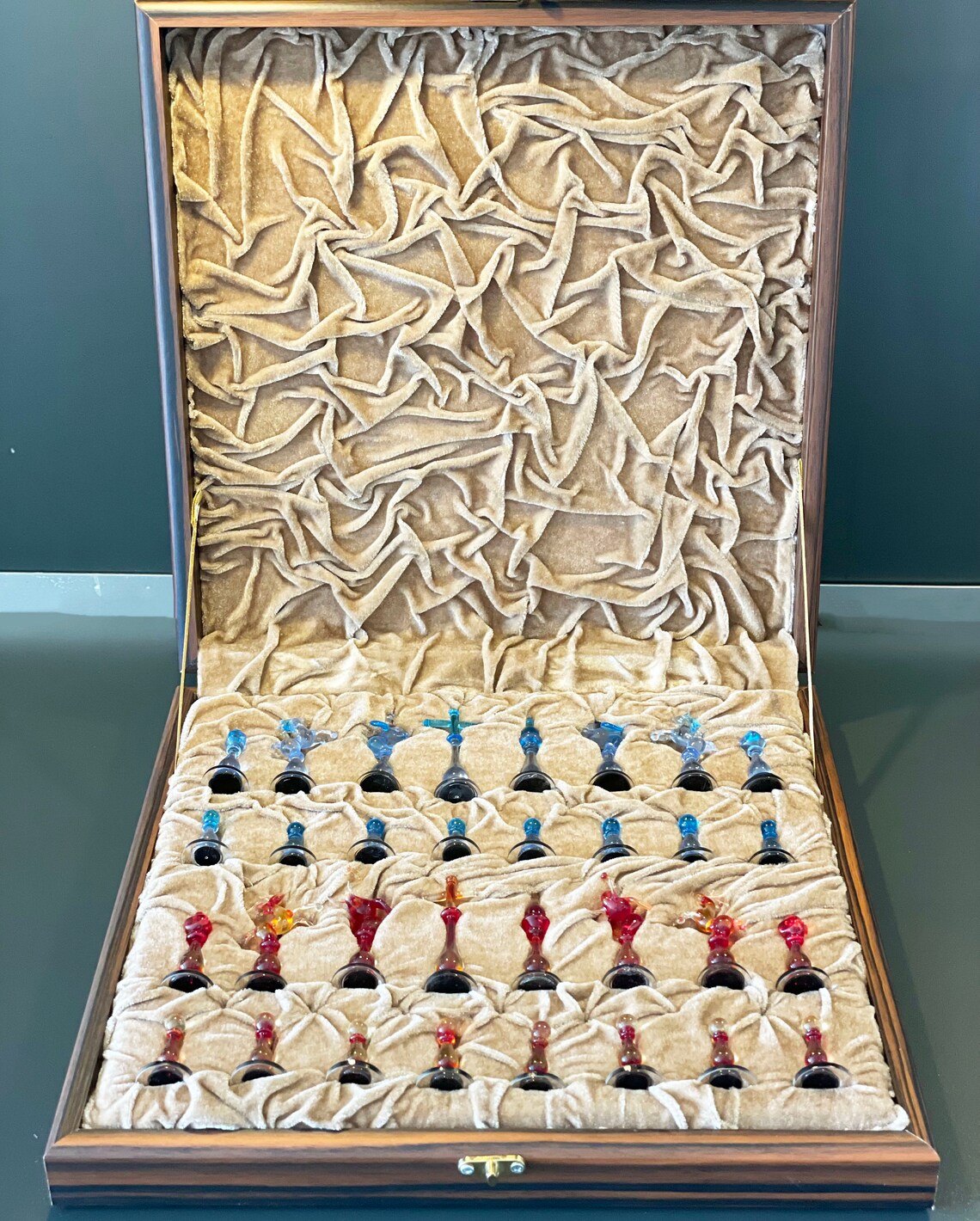 Luxury Unique Chess Set Handmade Orange & Blue Murano Glass | Etsy