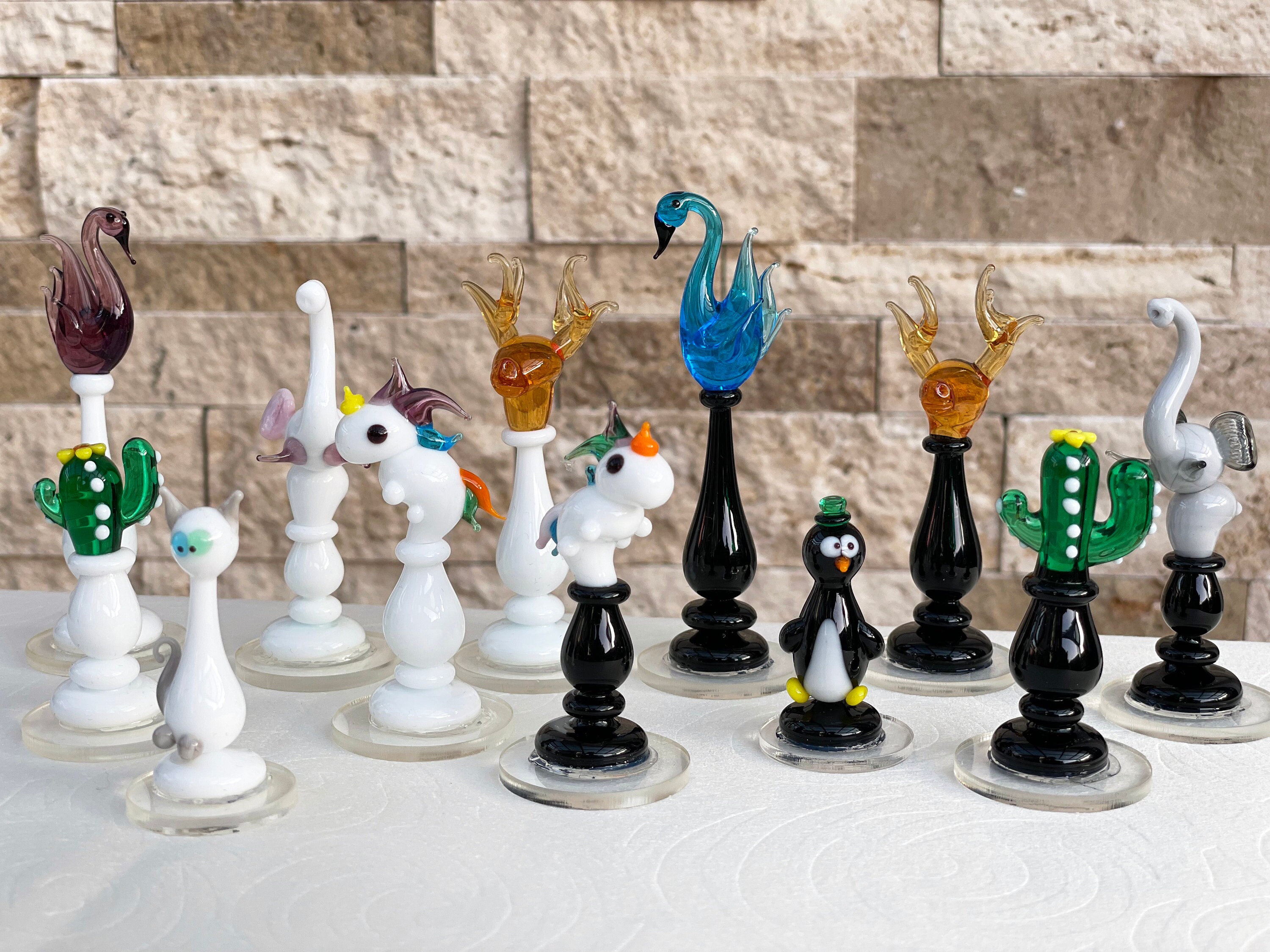 Animal Murano Glass Chess Set: Handmade Blown Glass Art - Etsy