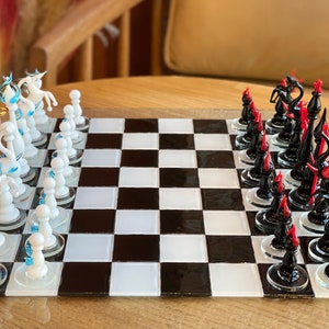 Angels and Demons Chess Set, Unique Chess Set, Handmade Black & White ...