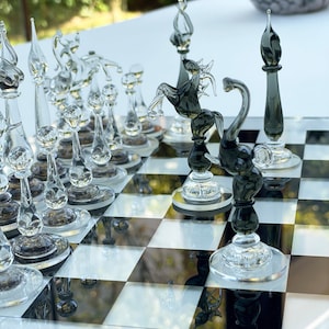 Handmade Murano Glass Chess Set: Clear Blown Glass Board Game - Etsy