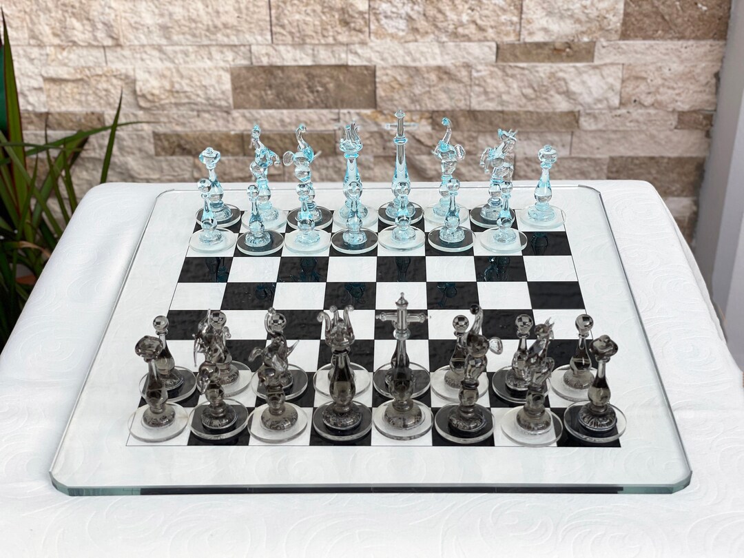 Luxury Unique Chess Set, Handmade Murano Glass Chess Board and Pieces ...