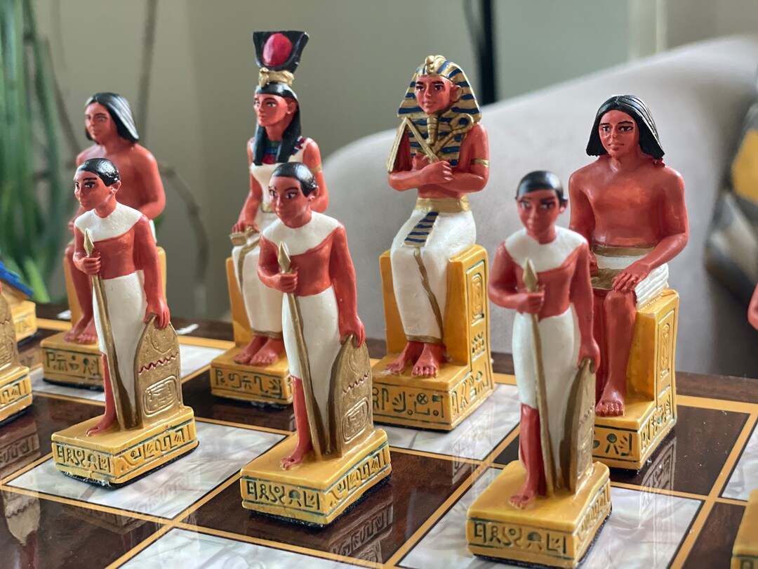 Egyptian Vs Roman Chess Set, Handmade Figures With Wooden Board ...