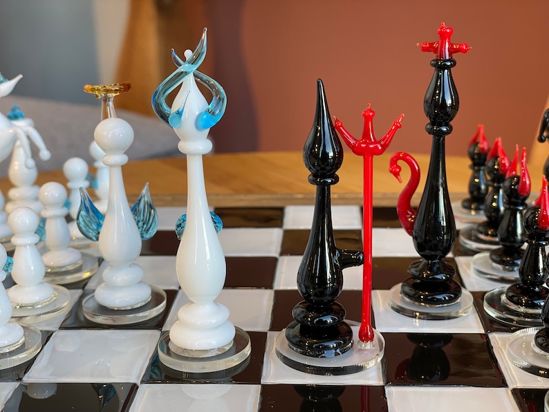 Angels and Demons Chess Set Unique Chess Set Handmade Black - Etsy