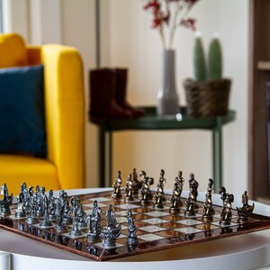 Chess Set With Stained Glass Board, Vintage Chess Set, Handmade Stained ...