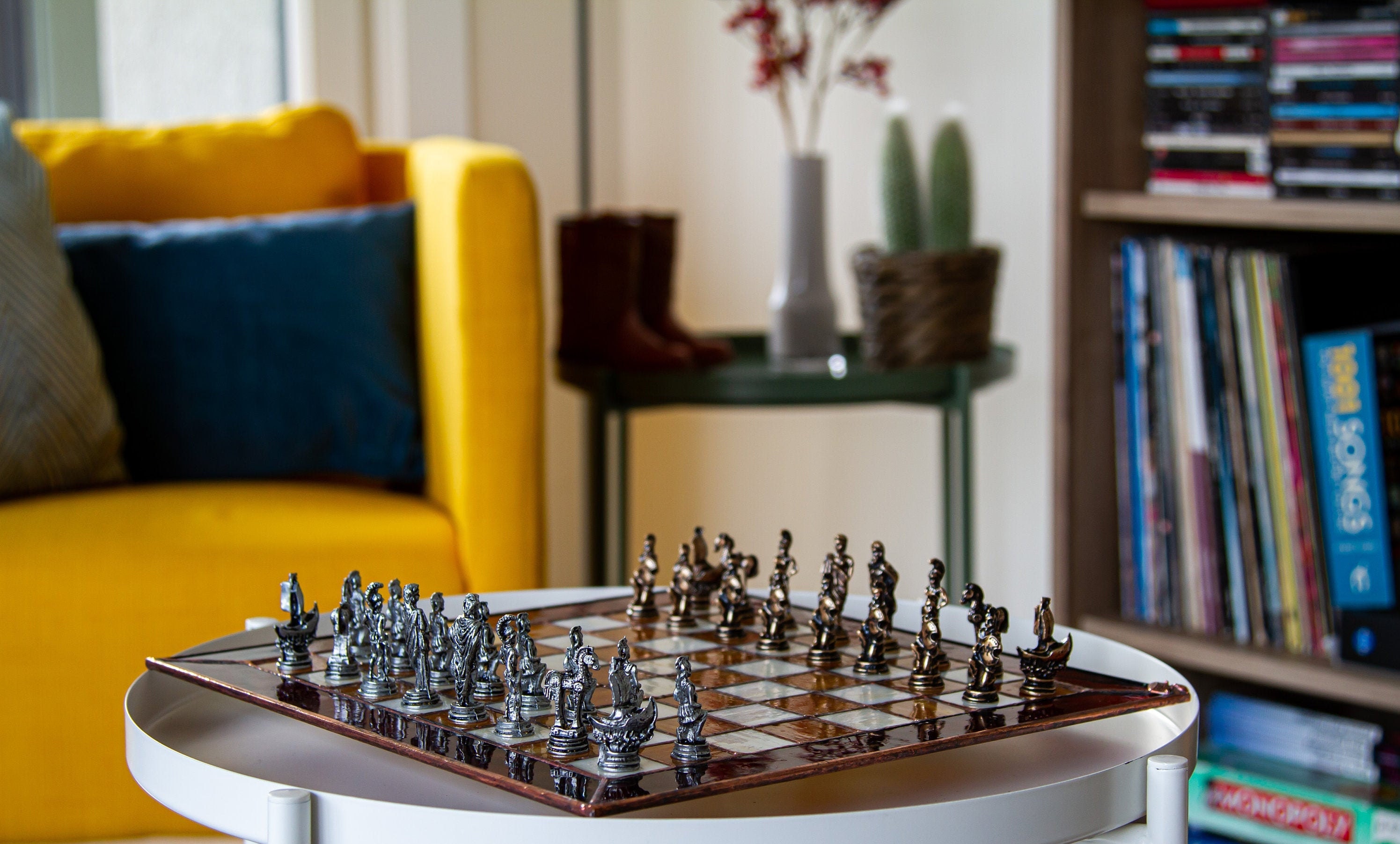 Chess Set With Stained Glass Board Vintage Chess Set | Etsy
