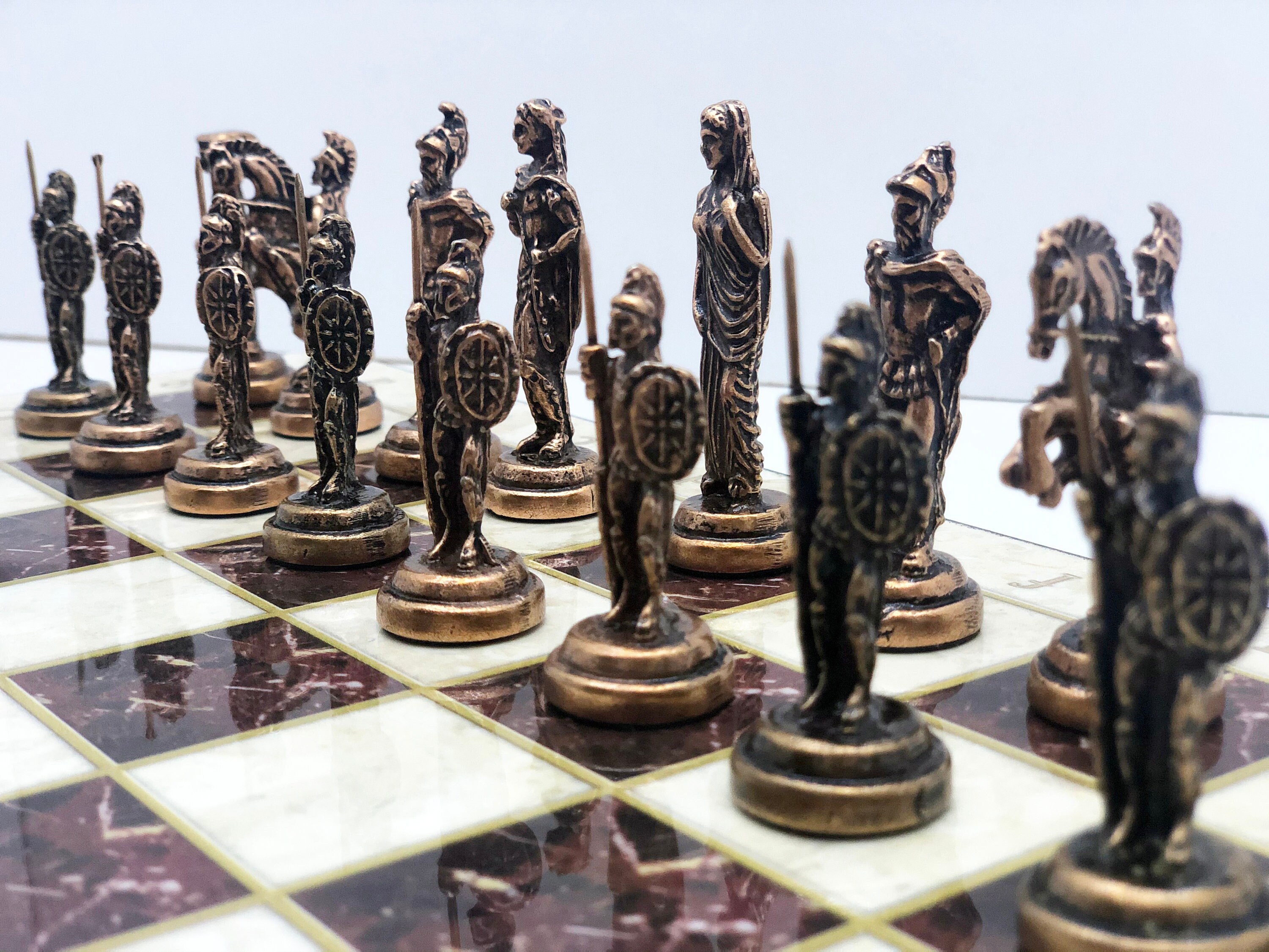Metal Chess Set Medieval Chess Set Handcrafted Wooden Board - Etsy
