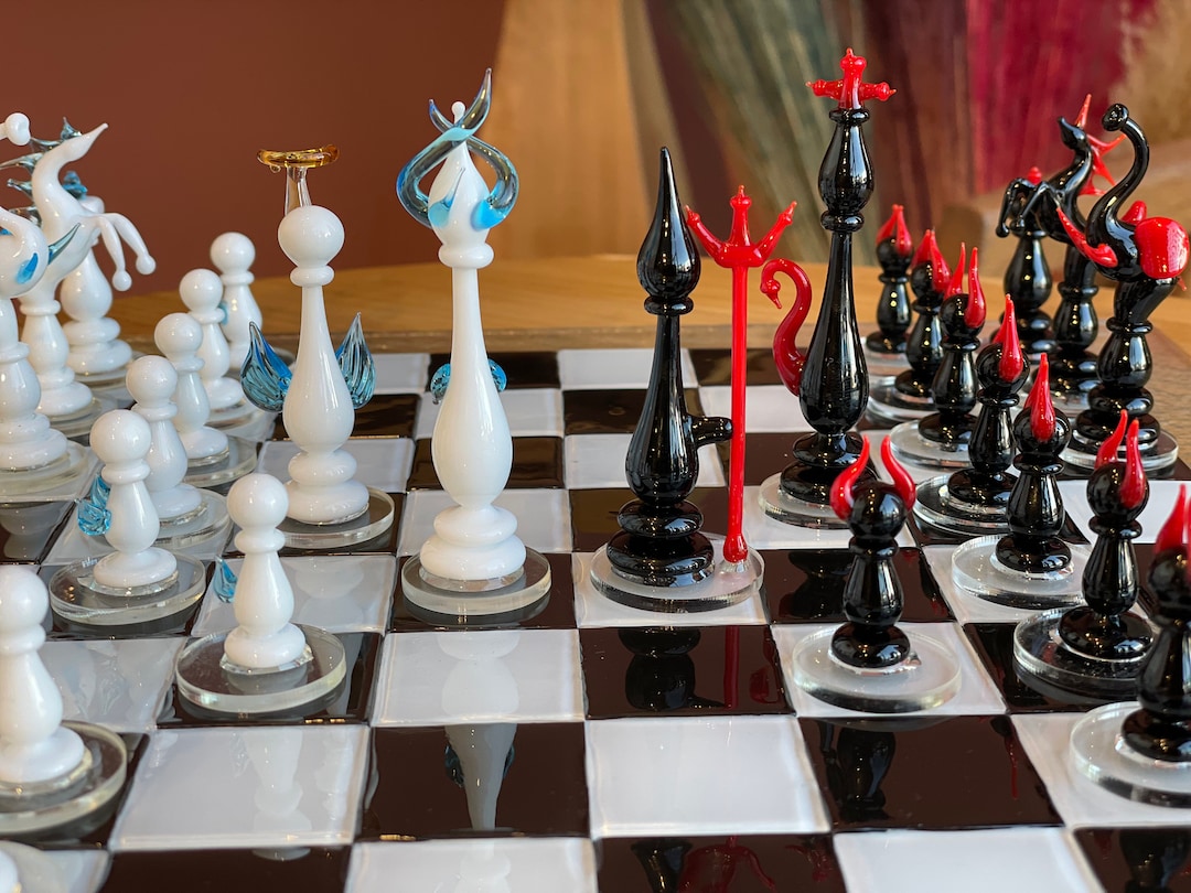 Angels and Demons Chess Set, Unique Chess Set, Handmade Black & White ...