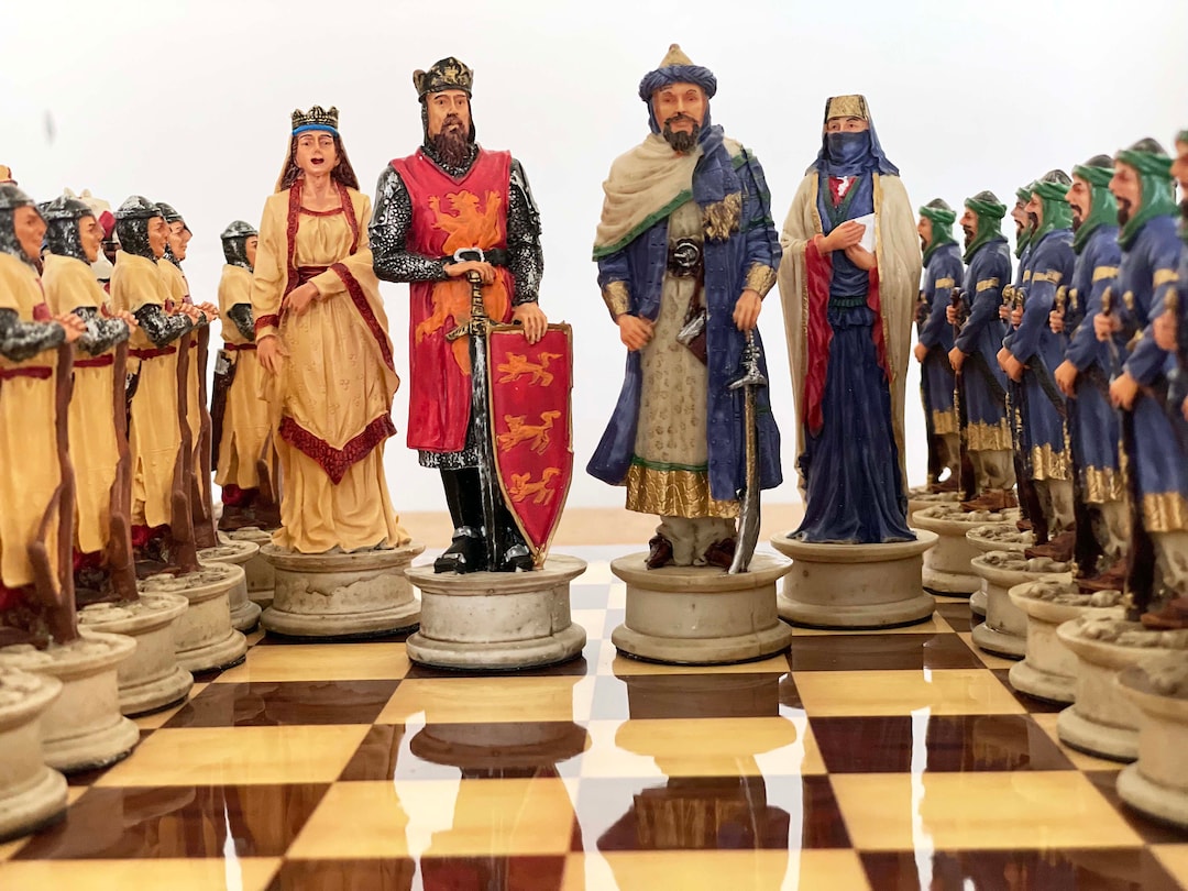 Handmade Medieval Chess Set With Wooden Board - Etsy