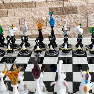 Glass Chess Set, Animal Murano Glass Chess Set, Cute Animal Glass Art ...