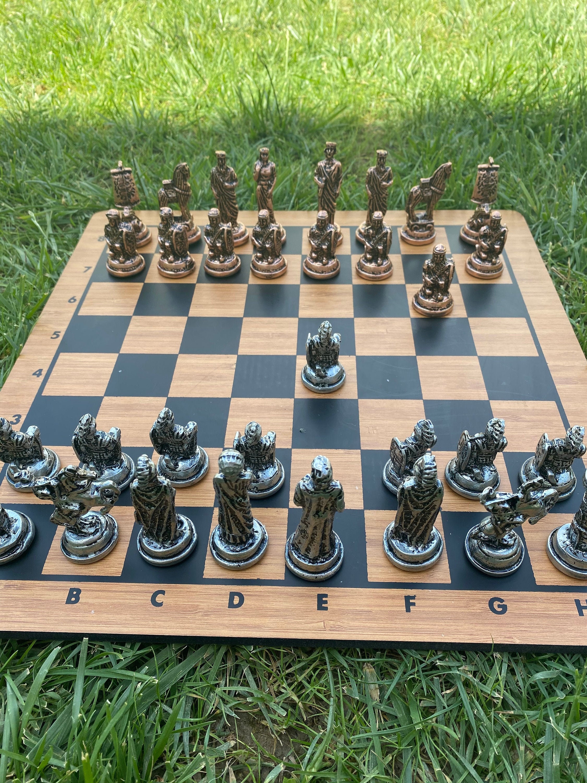 Handmade Bamboo Chess Set With Zamak Figures - Etsy