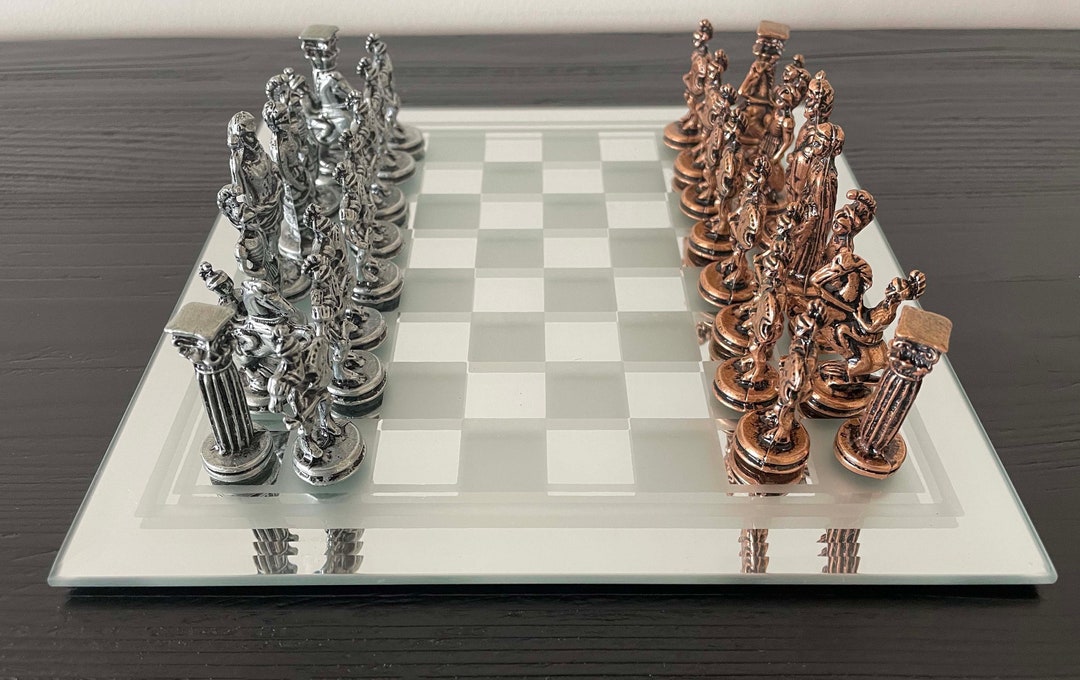 Mirror Chess Set With Metal Figures, Vintage Chess Set, Handcrafted ...