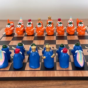 Ceramic Cute Characters Chess Set, Handmade Personalized Chess Set ...