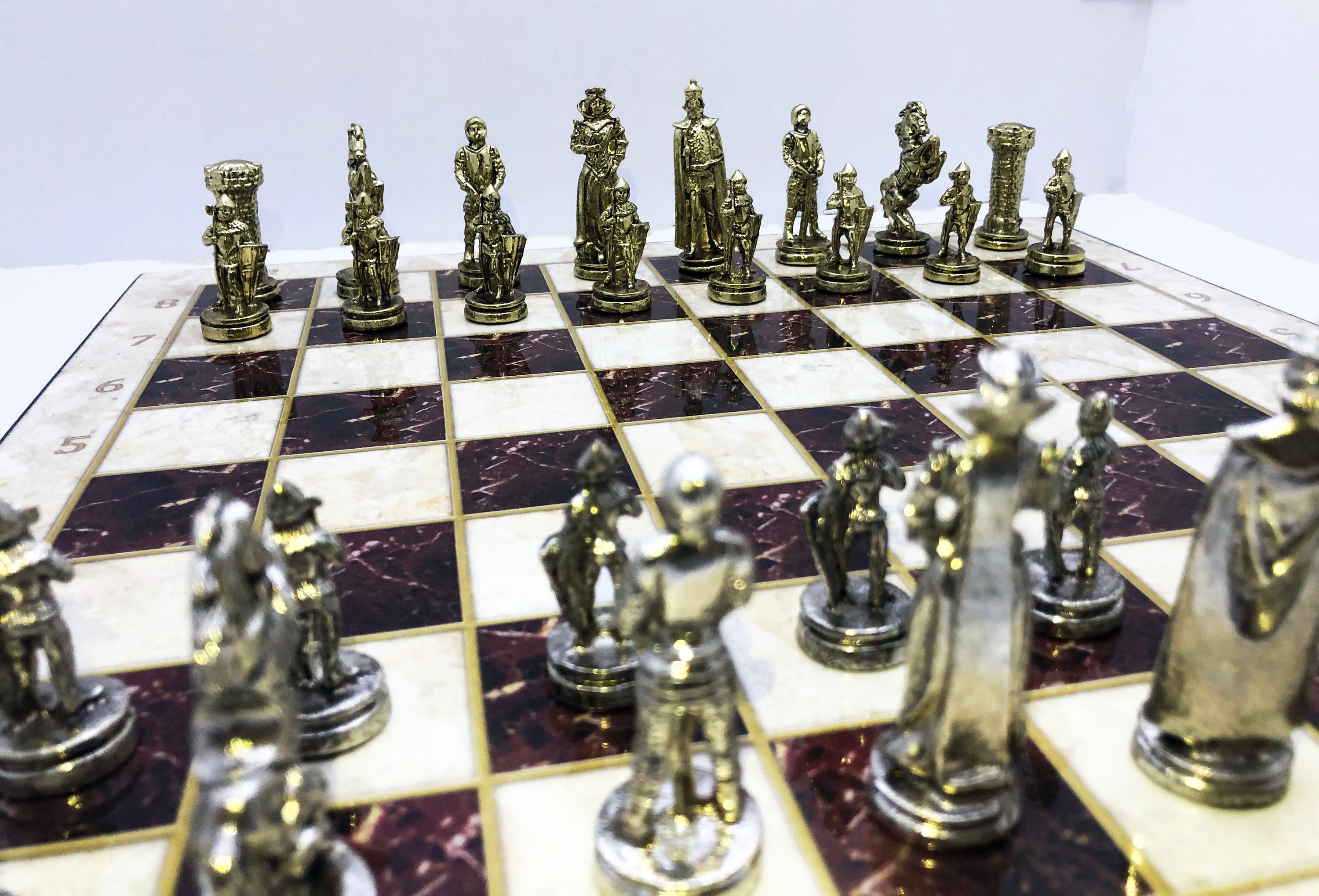 Metal Chess Set Medieval Chess Set Handcrafted Wooden Board - Etsy