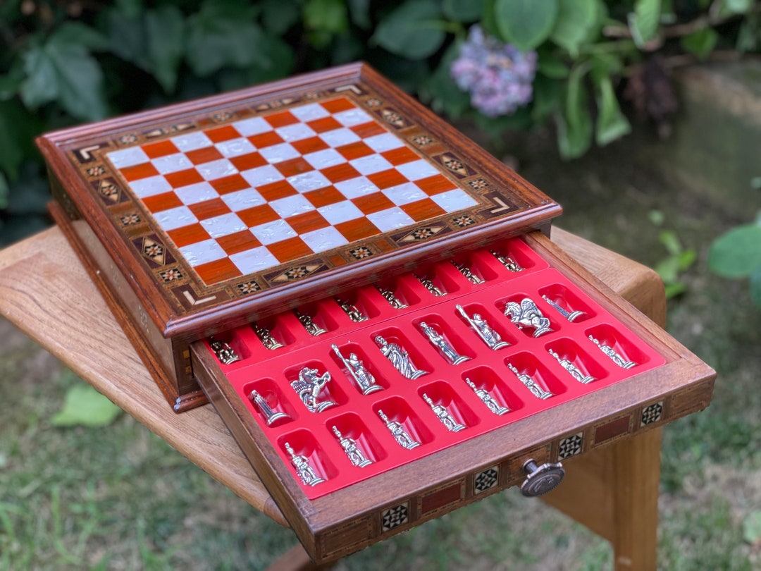 Handcrafted Chess Set With Drawer Handcrafted Chess Pieces - Etsy