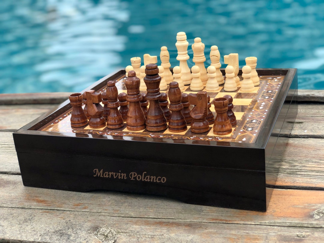 Chess Set, Boxed Classic Chess Set, Handmade Mother-of-pearl Coating ...