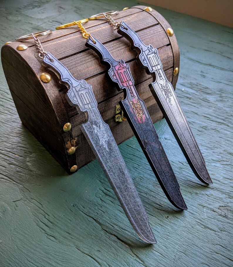 Gun Sword Large Keychain Videogame Fantasy Revolver Blade in | Etsy