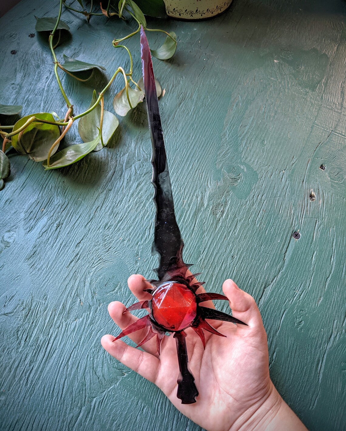 Red Ruby Dagger Large Black and Crimson Blade Scarlet Gem | Etsy
