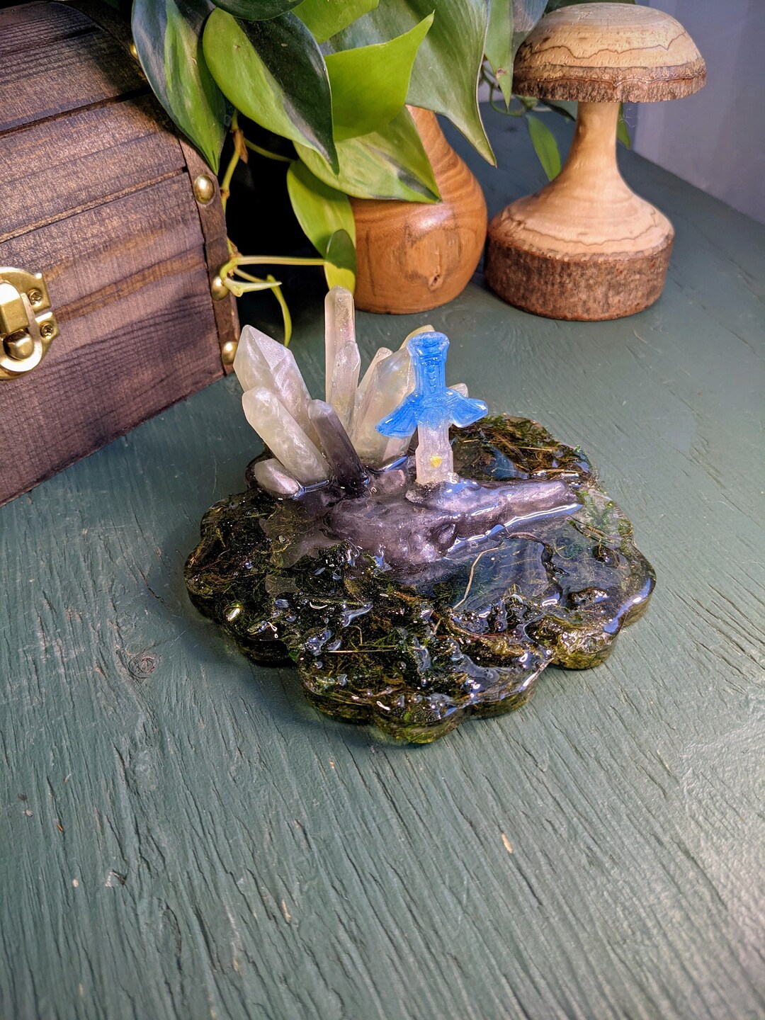 Sword of the Hero Diorama Moss and Crystal Videogame Art - Etsy
