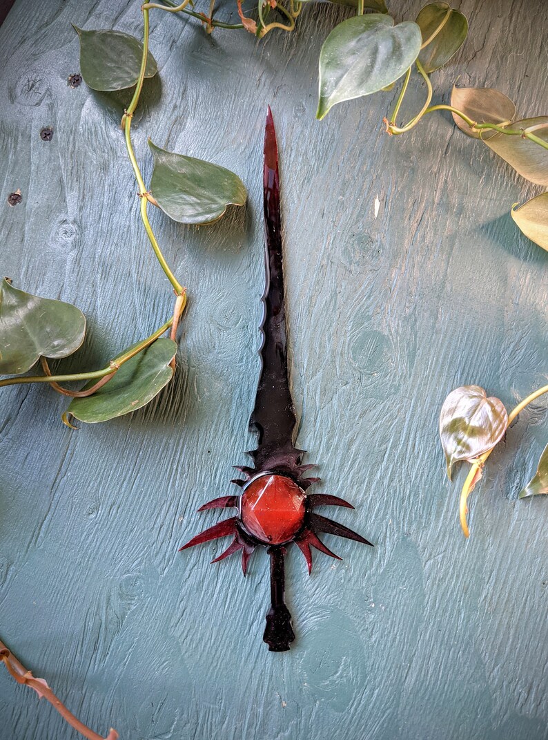 Red Ruby Dagger Large Black and Crimson Blade Scarlet Gem | Etsy