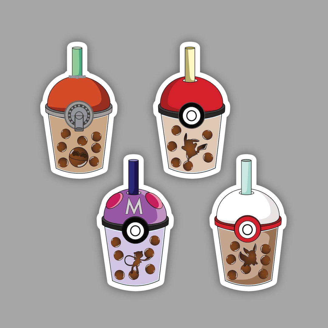 Pokemon Boba Milk Tea Drink Catch All the Drinks Sticker - Etsy