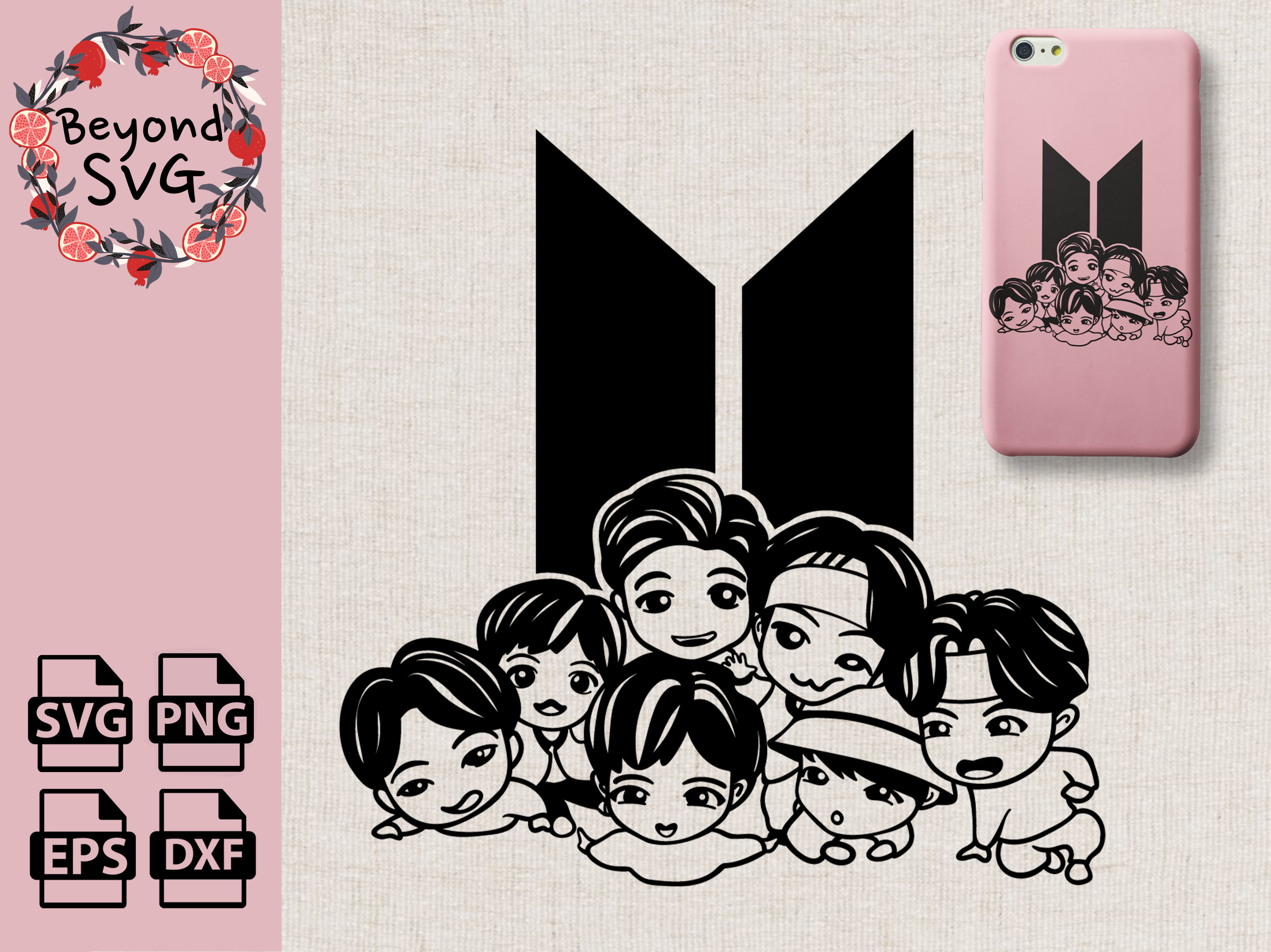 BTS svg / Adorable TinyTan BTS miembros bajo el logotipo svg / | Etsy