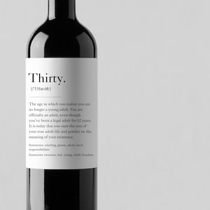 Thirty Definition Funny Witty Sarcastic 30th Birthday Wine, Champagne ...