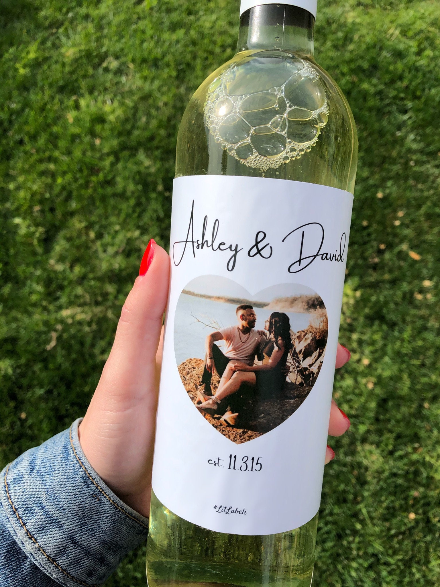 CUSTOM Photo Heart Wine Bottle Label Cute Gift for Him Her for | Etsy