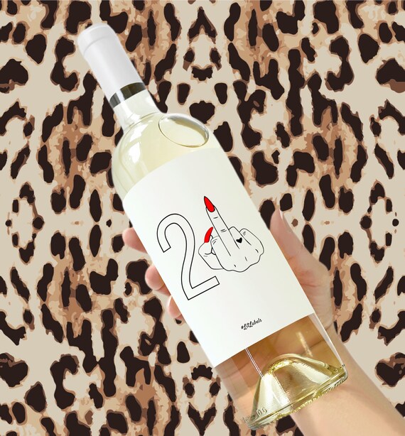 21st Birthday Middle Finger FU Finally 21 Wine Bottle Label - Etsy