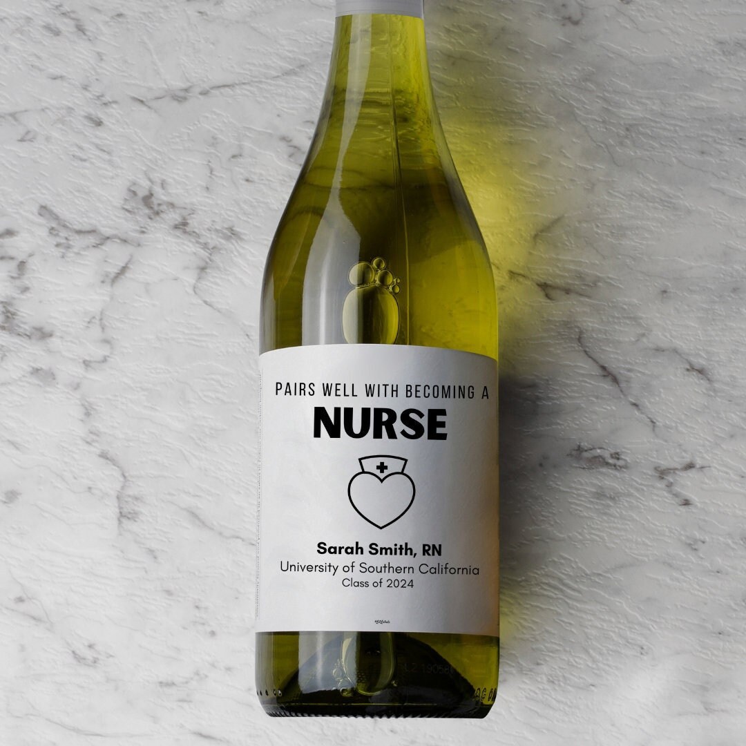 Custom Pairs Well With Becoming a Nurse Grad Nursing RN Funny Cute Wine ...