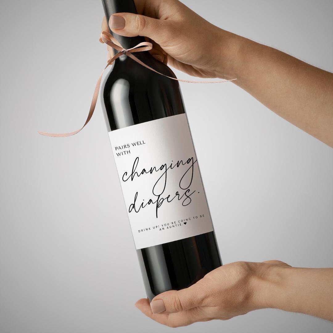 Pairs Well With Changing Diapers Funny Pregnancy Announcement; Custom ...